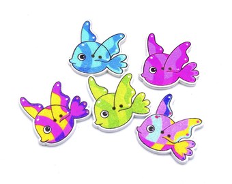 Wooden Fish Buttons - Etsy