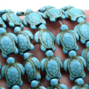 Perles tortues howlite turquoise 15 mm Turquoise howlite | Etsy