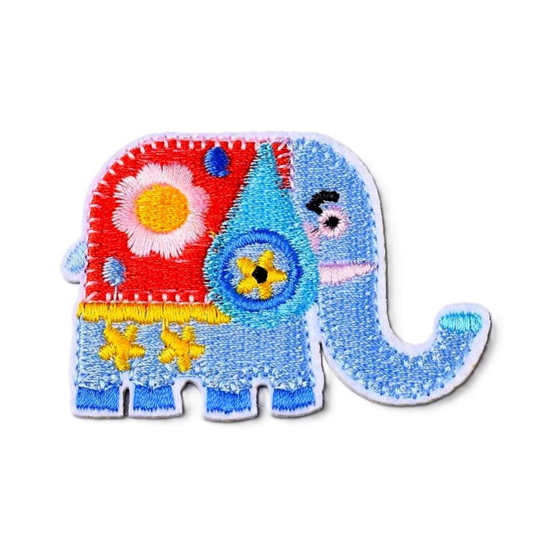 Sky Blue Elephant Embroidered Patch - Iron-on / Sew-on - Cute Animal ...
