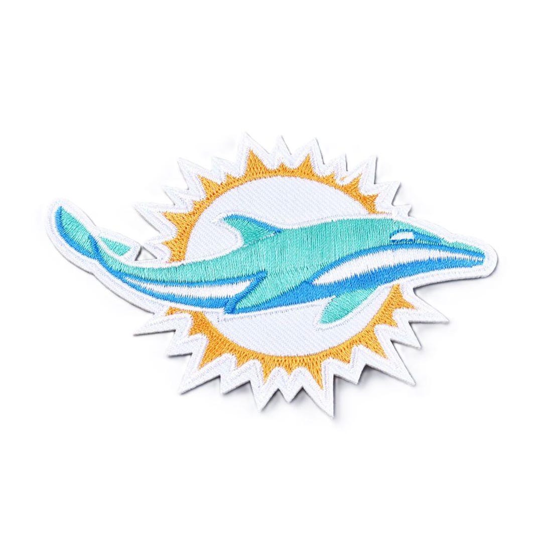 Cyan Sun Dolphin Embroidered Patch - Iron-on / Sew-on - Marine Applique ...