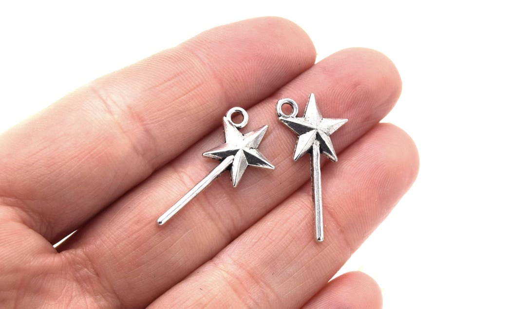 Set of Antique Silver Fairy Wands 25x13mm - 10/20/30/40 Units - Ref ...