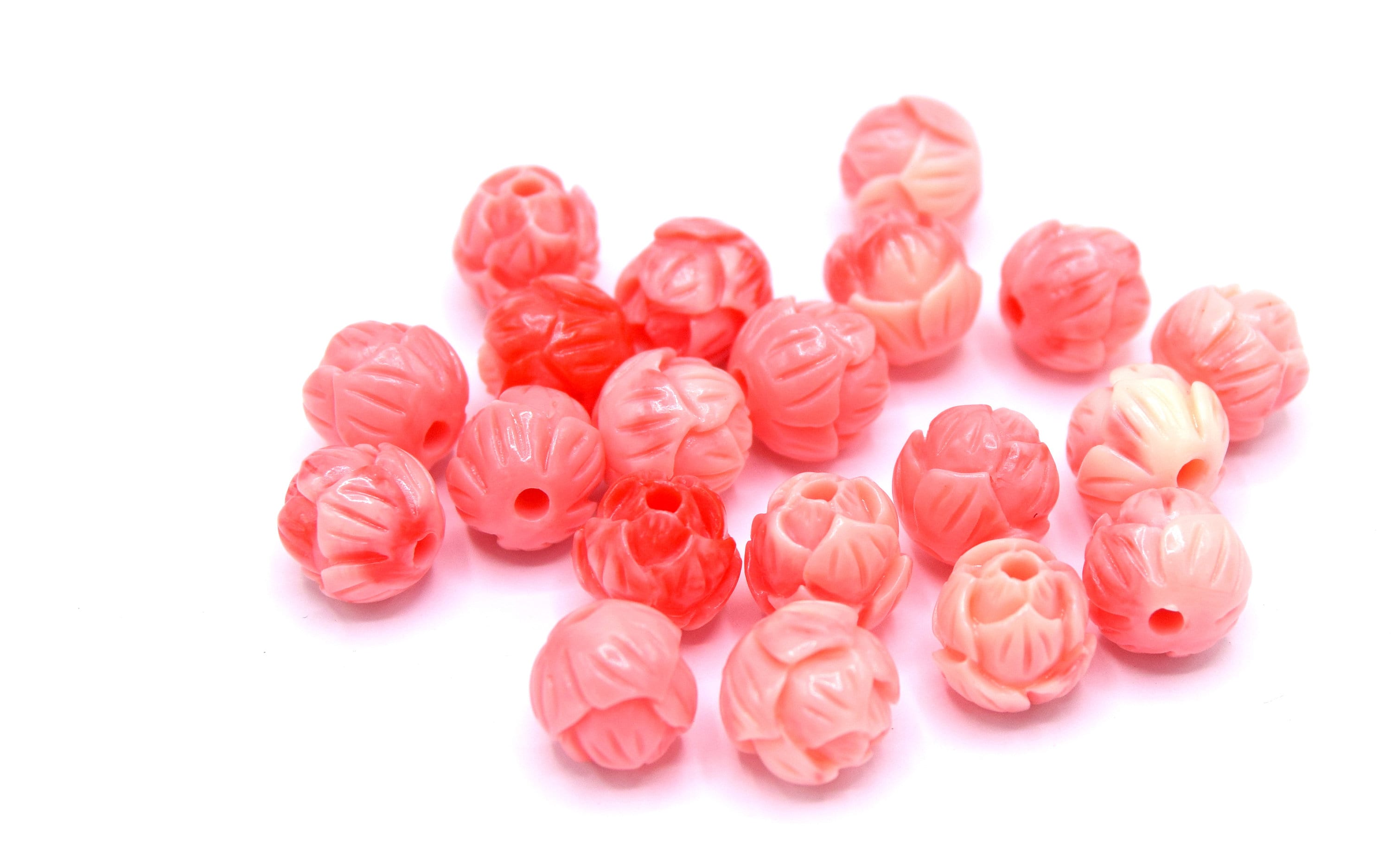 Lotus Flower Beads in Light Pink Synthetic Coral 2 Tones 8mm Lot of 5 10 Units Etsy Canada