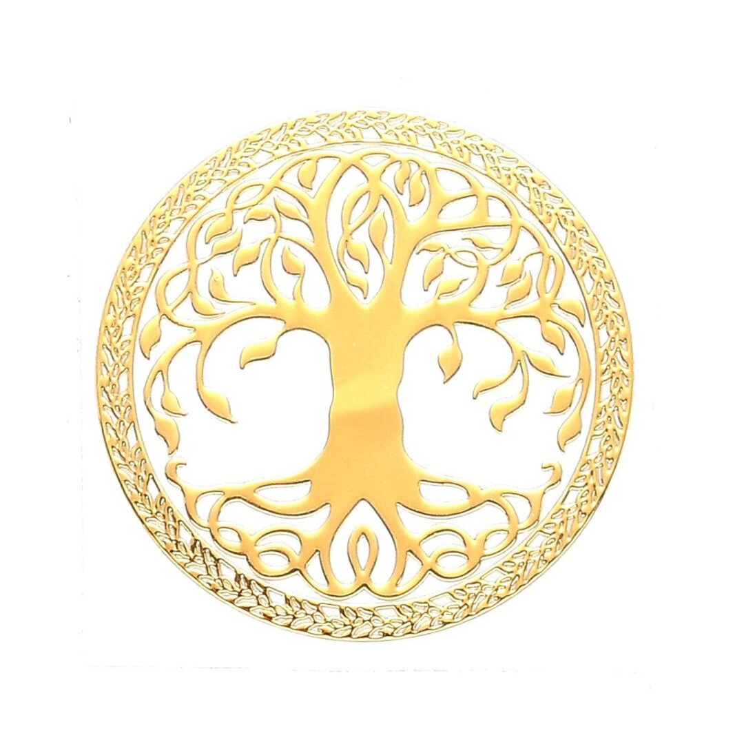 X1 Tree of Life Sticker Gold Color Brass 30mm - Etsy