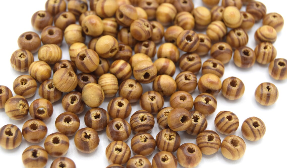 Round Brown Pine Wood Beads Ø10mm/8mm/6mm in Packs of 100/200 Beads - Etsy