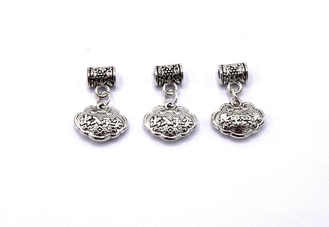 X5 Antique Silver Lucky Longevity Lock Pendants - Etsy