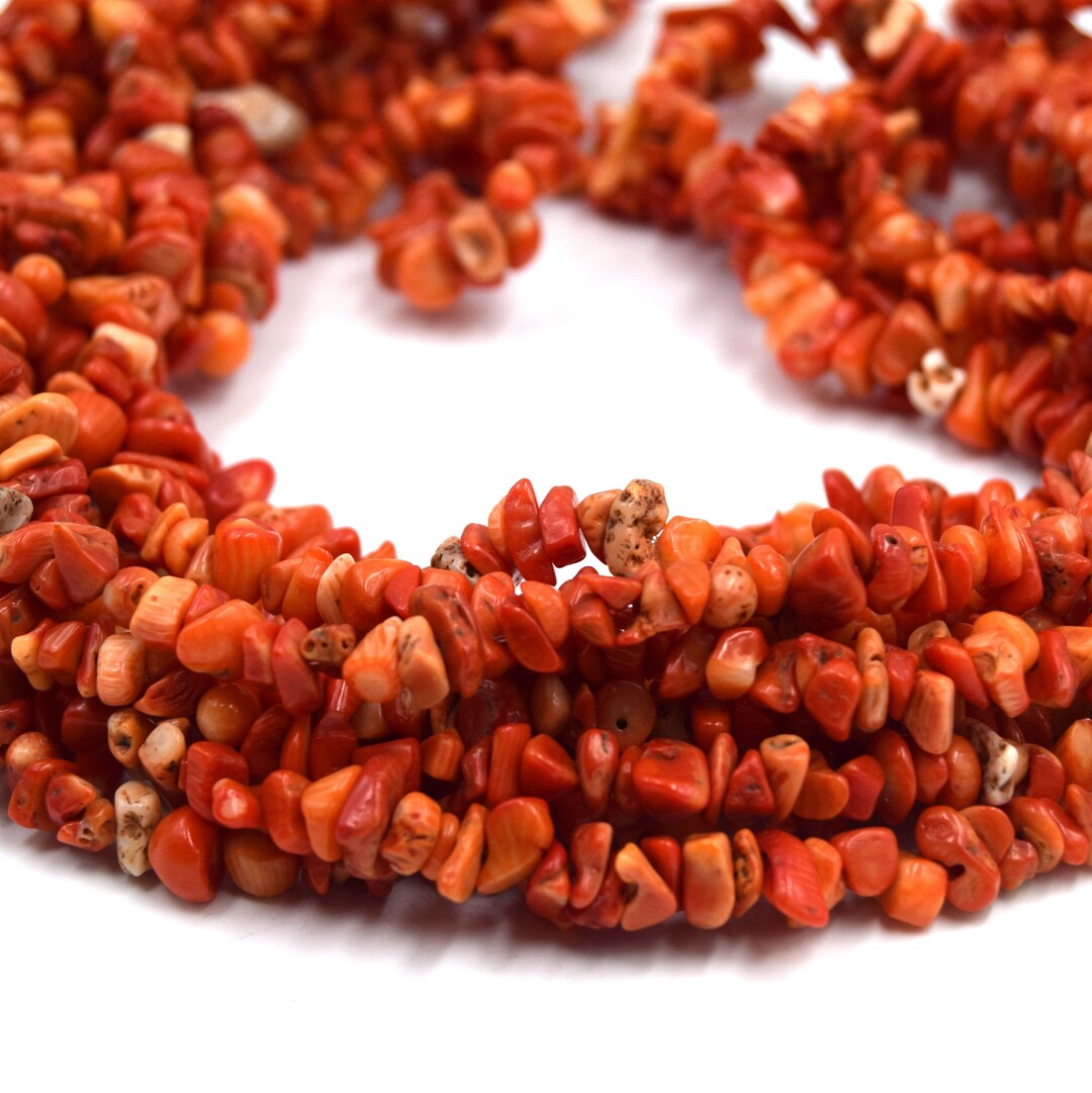 100 Orange Bamboo Coral Chips Beads - Etsy