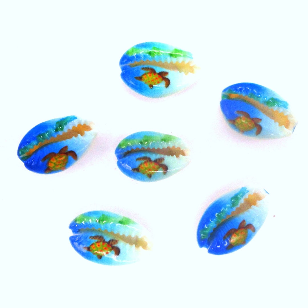 X6 Printed Cowrie Shells, No Holes Sea Turtle - Etsy