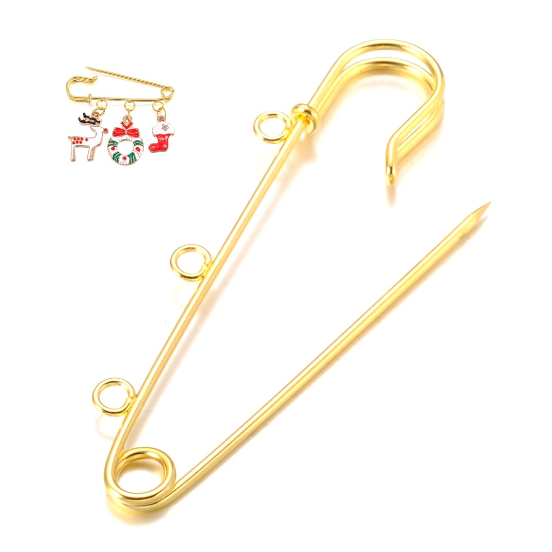 5 Pins With Three Golden Attachments, Iron Brooch 75mm - Etsy