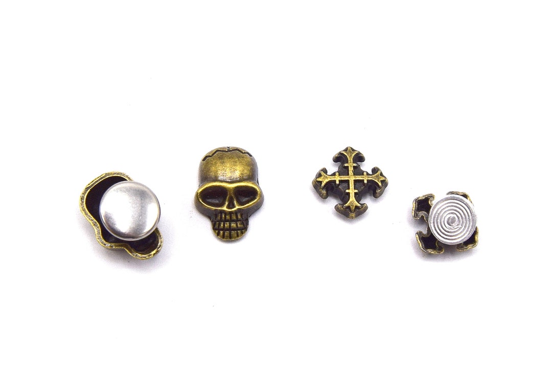 Set of 5 Bronze Skull or Cross Rivets With Screws Two Models - Etsy
