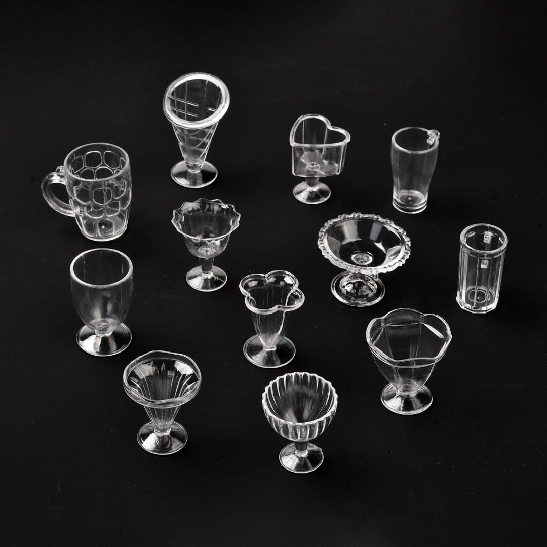 12pcs Clear Plastic Ice Cream Cups and Pitchers Set, Accessories for ...