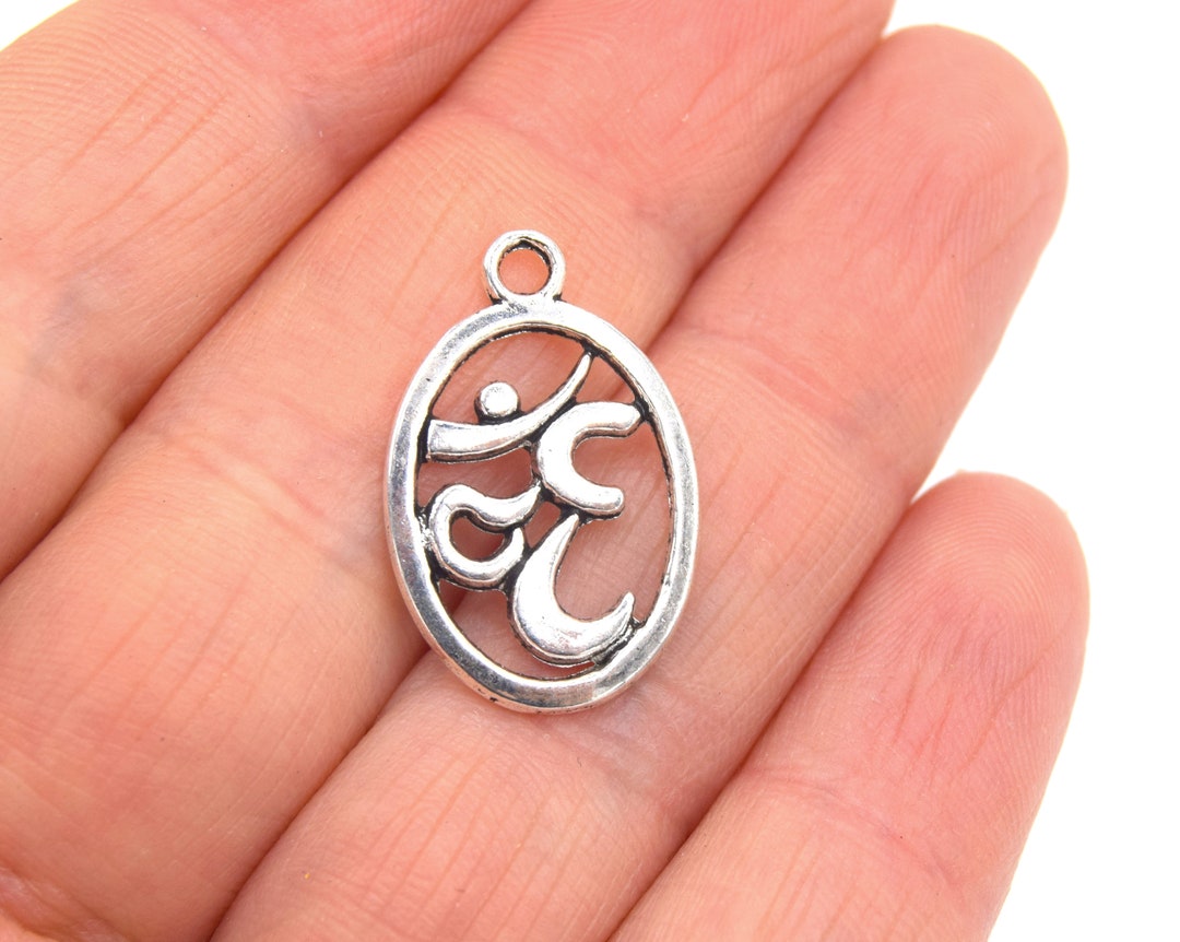 Locket Pendant Letter Engraved Words ohm Yoga Charm Charms Antique ...