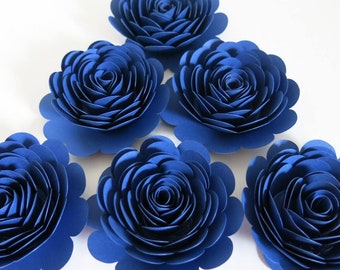 Royal Blue Paper Flowers Wedding Decorations Set of 6 | Etsy