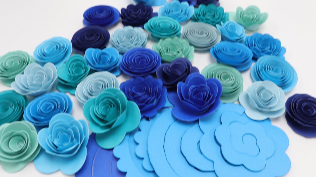 Blue Paper Flower Spirals: DIY Unrolled Roses Craft Kit - Etsy
