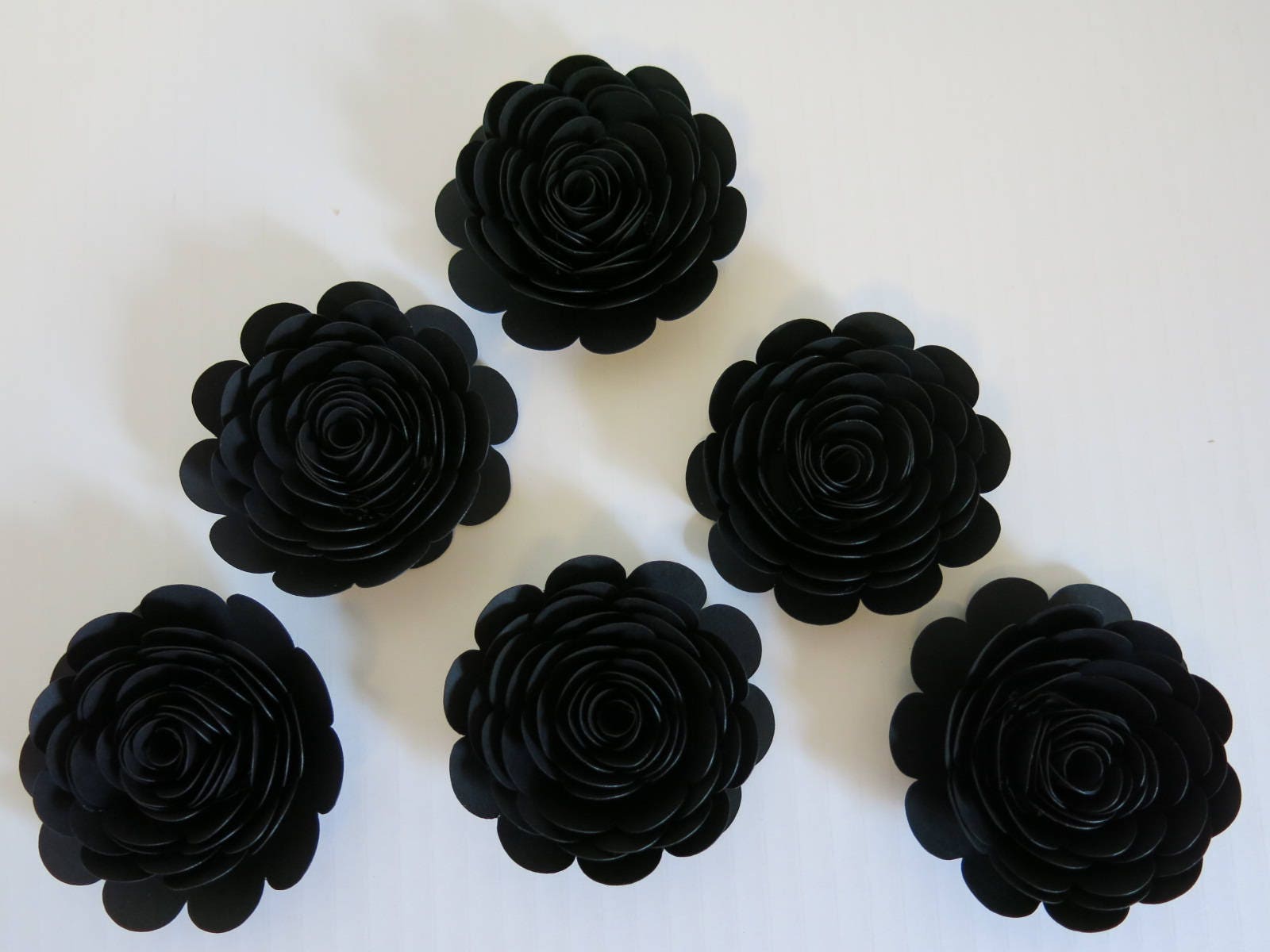 Black Paper Roses Set of 6 3 Flowers Retirement | Etsy