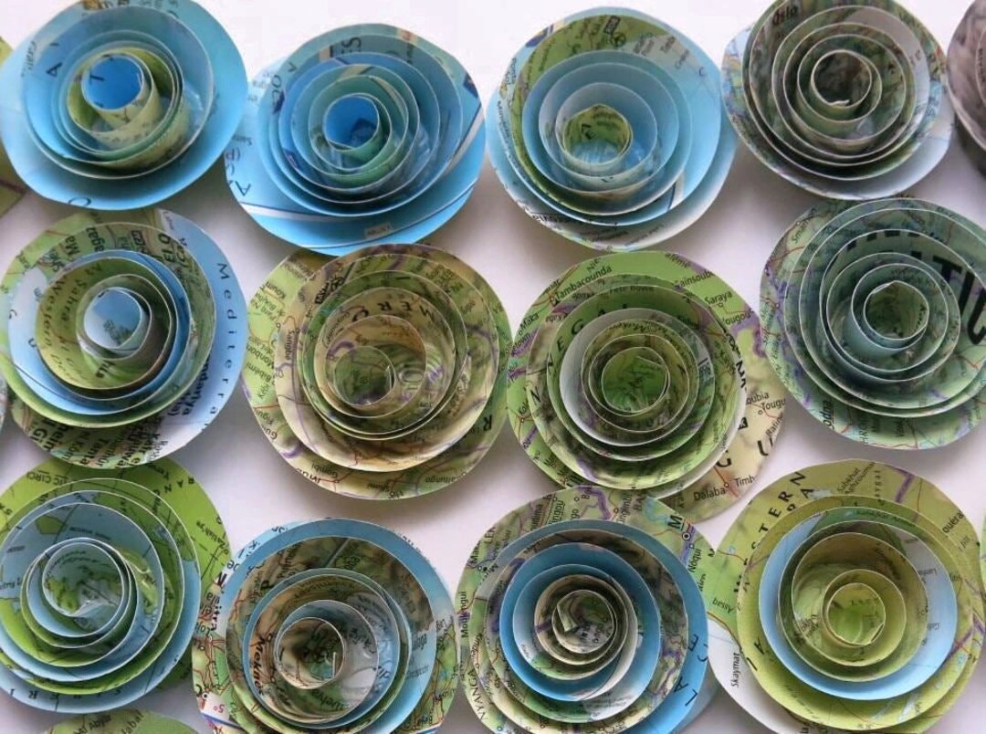 World Atlas Map Paper Flowers: Travel Theme Party Decor - Etsy