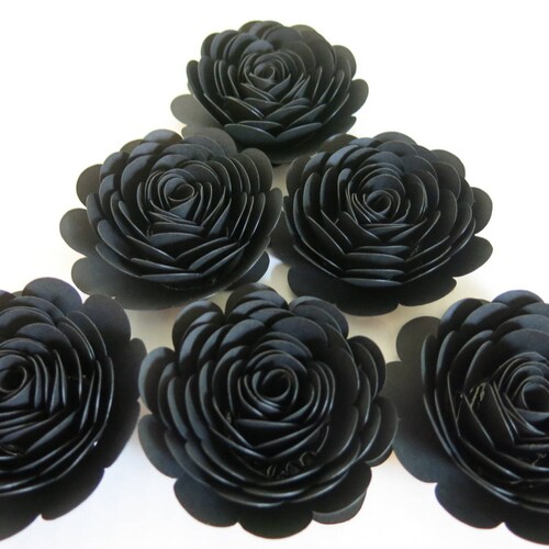 Black Paper Roses Set of 6 3 Flowers Retirement - Etsy