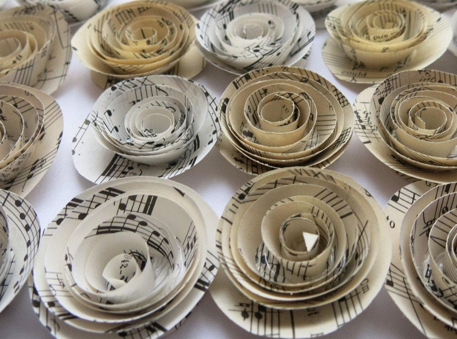 12 Sheet Music Paper Flowers 1.5 Inch Roses Music Theme | Etsy