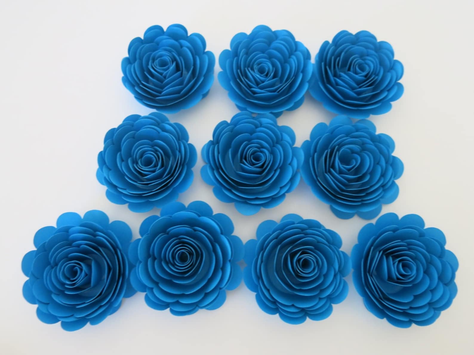 Big Bright Blue Paper Flowers Set of 10 Large 3 Roses - Etsy