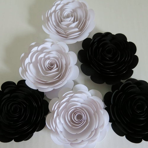 Black Paper Roses Set of 6 3 Flowers Retirement - Etsy
