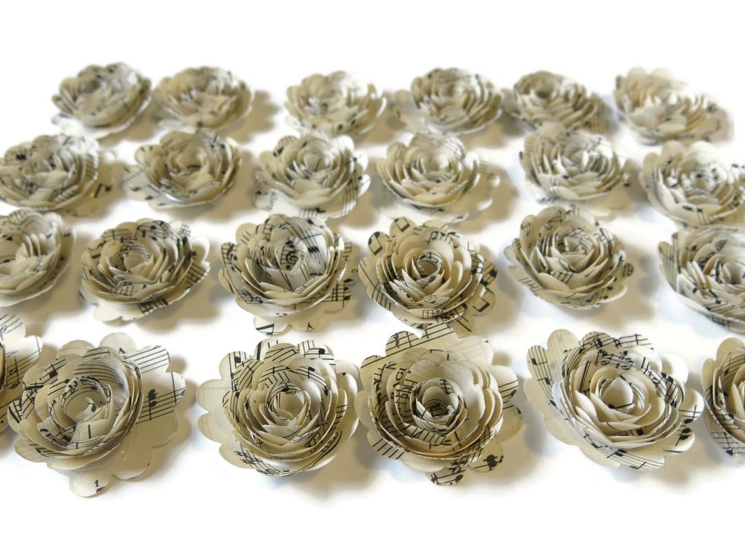 Music Paper Flowers: 1.5 Inch Roses, Musical Theme Decor - Etsy