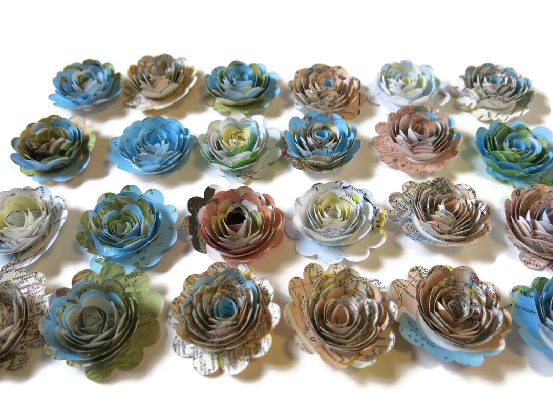 World Atlas Map Paper Flowers: Travel Theme Party Decor - Etsy