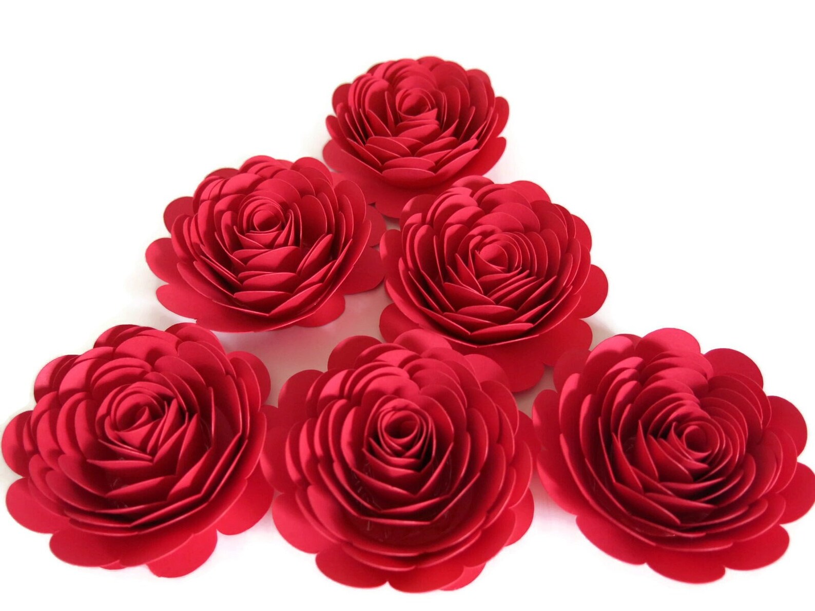 Bright Red Paper Flowers Set of 6 3 Inch Rose Wedding Table - Etsy
