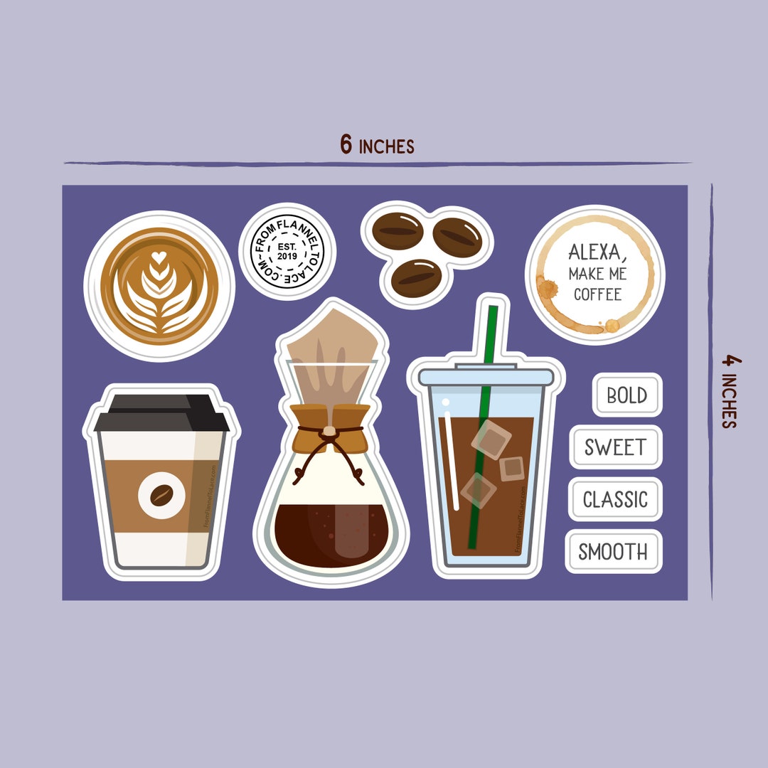 4x6 Vinyl Sticker Sheet: Coffee, Chemex, Cold Brew, Stanley, Iced ...