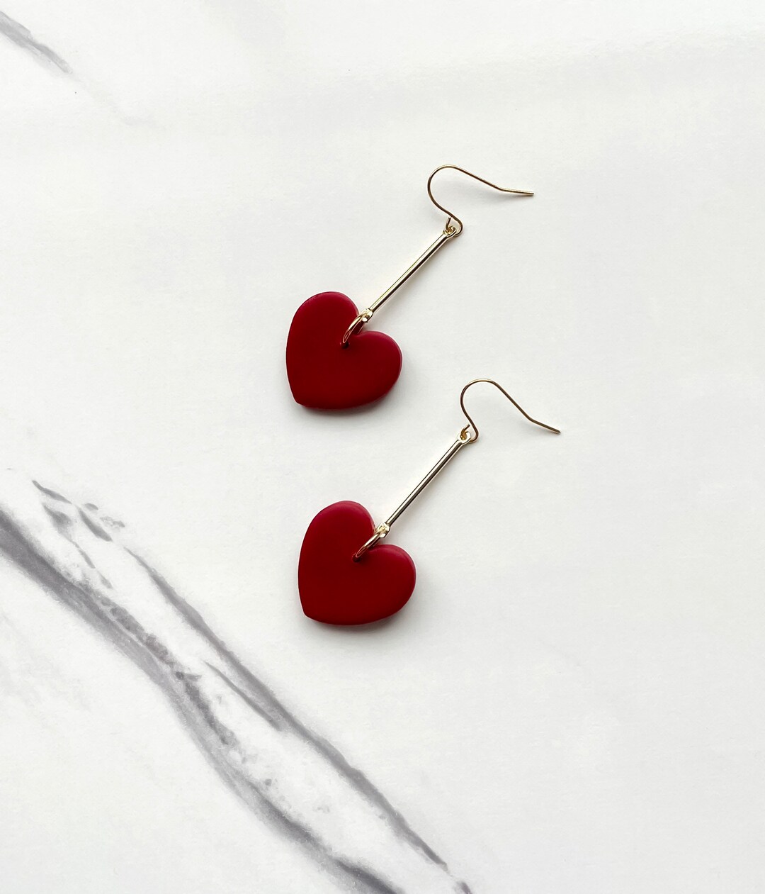 Crimson Red Heart Drops Etsy