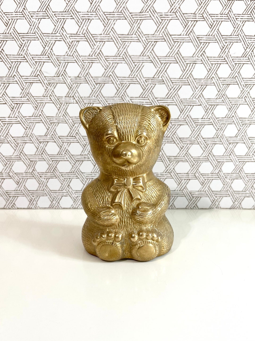 Brass Teddy Bear Coin Bank / Vintage Brass Teddy Bear Piggy Bank ...