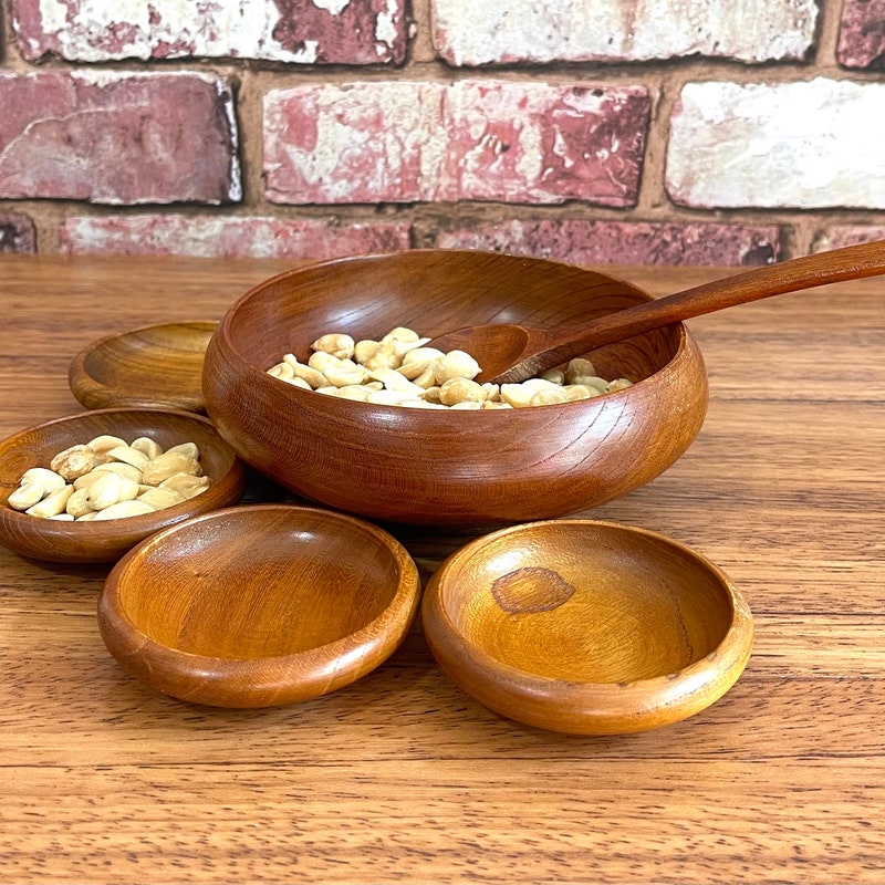 Vintage Wood Nut Bowl - Etsy