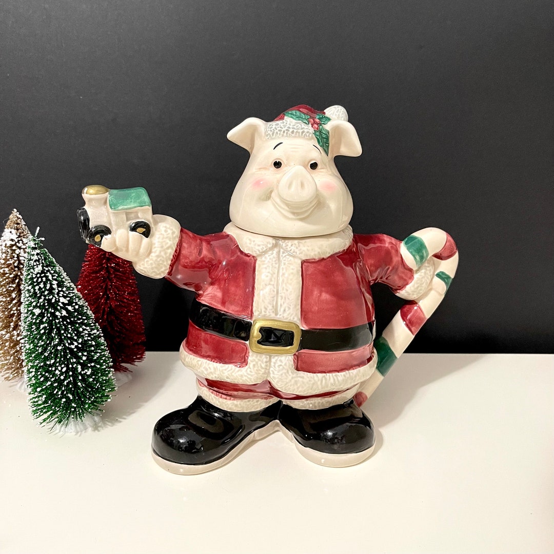 Fitz and Floyd Yule Hog Santa Teapot / Vintage Fitz and Floyd Festive ...