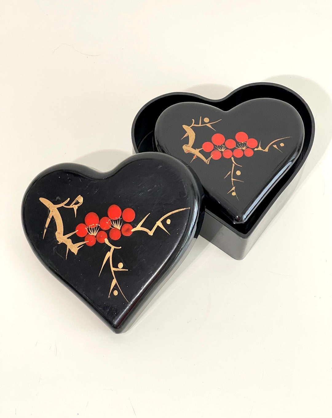 Heart Shaped Nesting Boxes / Set of 2 Nesting Heart Boxes / Black ...