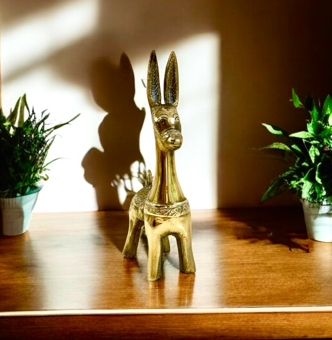 Brass Donkey Bankura Dokra Statue Figurine / Vintage Brass Long Neck ...