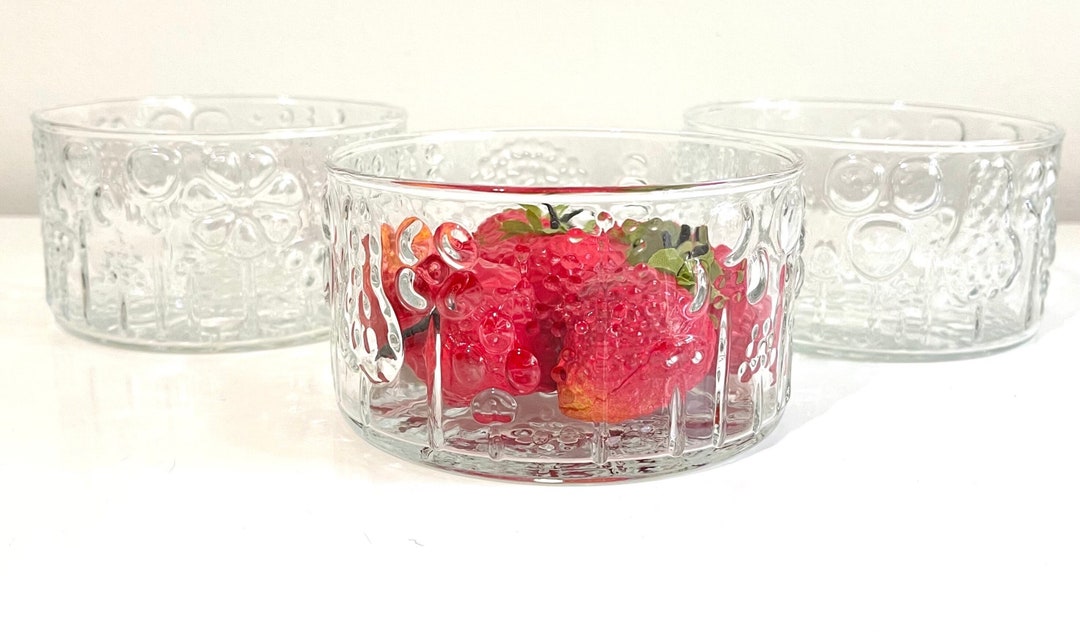 Iittala flora Glass Bowls Oiva Toikka / Vintage Iittala flora Glass Bowls / MCM Finnish Iittala ...
