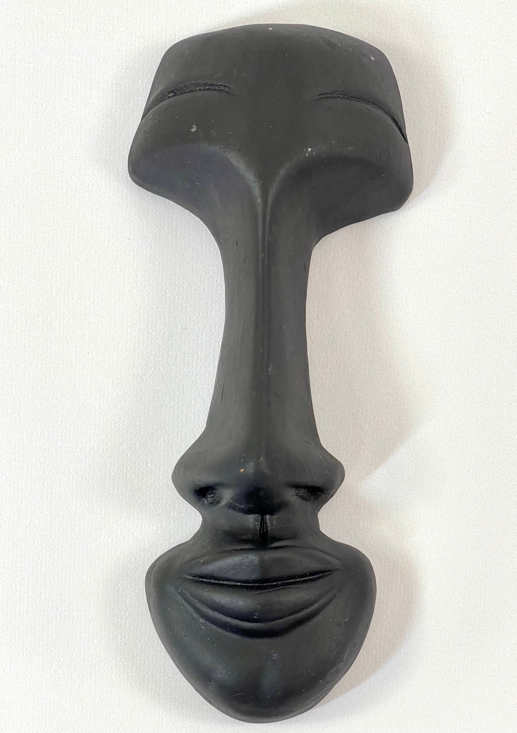 Primitive Art Red Clay Abstract Face Wall Decor / Ceramic Partial Face ...