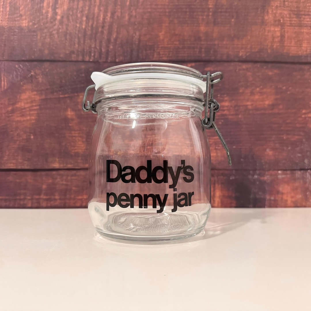 Retro Silex Block 'daddy’s Penny Jar' Glass Snap-loc Storage Jar / Wire ...