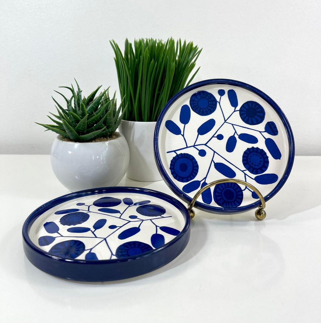 Small Side Plates Cobalt Blossom by Melitta Stockholm / Vintage Melitta ...