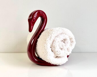 Ceramic Swan Counter Top Hand Towel Holder / Vintage Cream Coloured ...