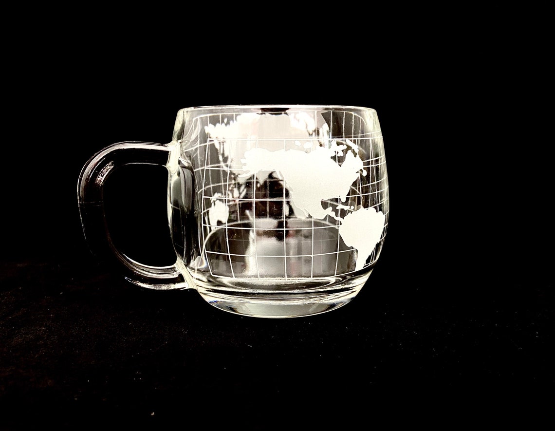 Etched World Globe Coffee Mug/ Vintage Promotional Map Mugs - Etsy