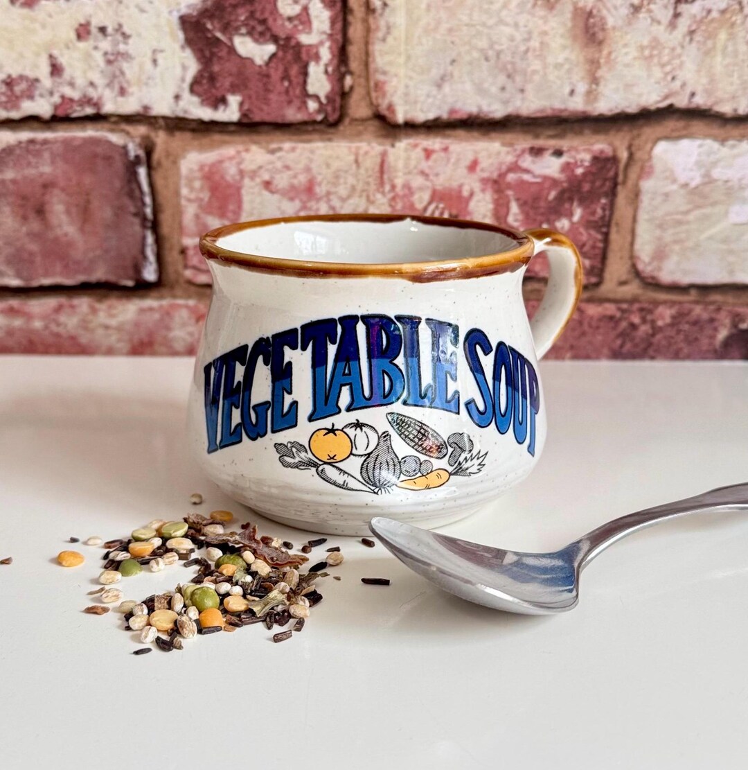 Ceramic Soup Mug vegetable Soup by Festival / Vintage Stoneware Handled ...