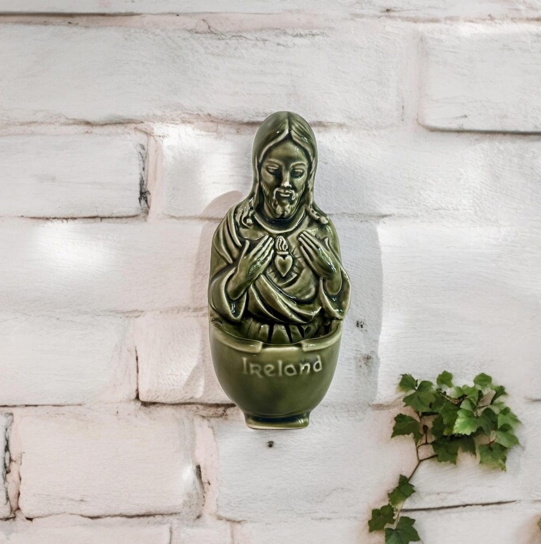 Knock Pottery Ireland Jesus Holy Water Font / Vintage Knock Pottery ...