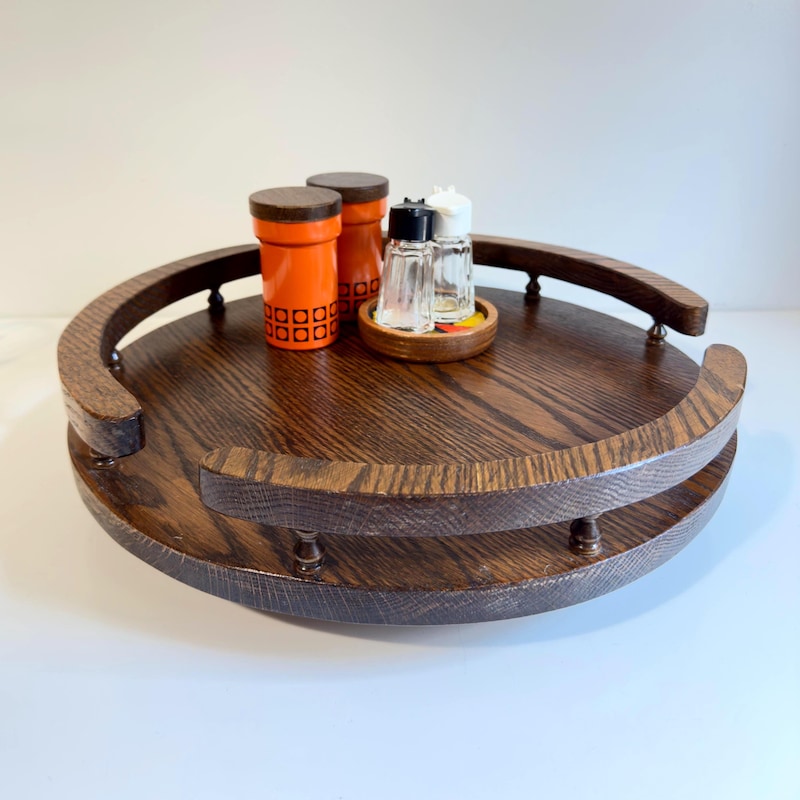 Vintage Oak Lazy Susan - Etsy