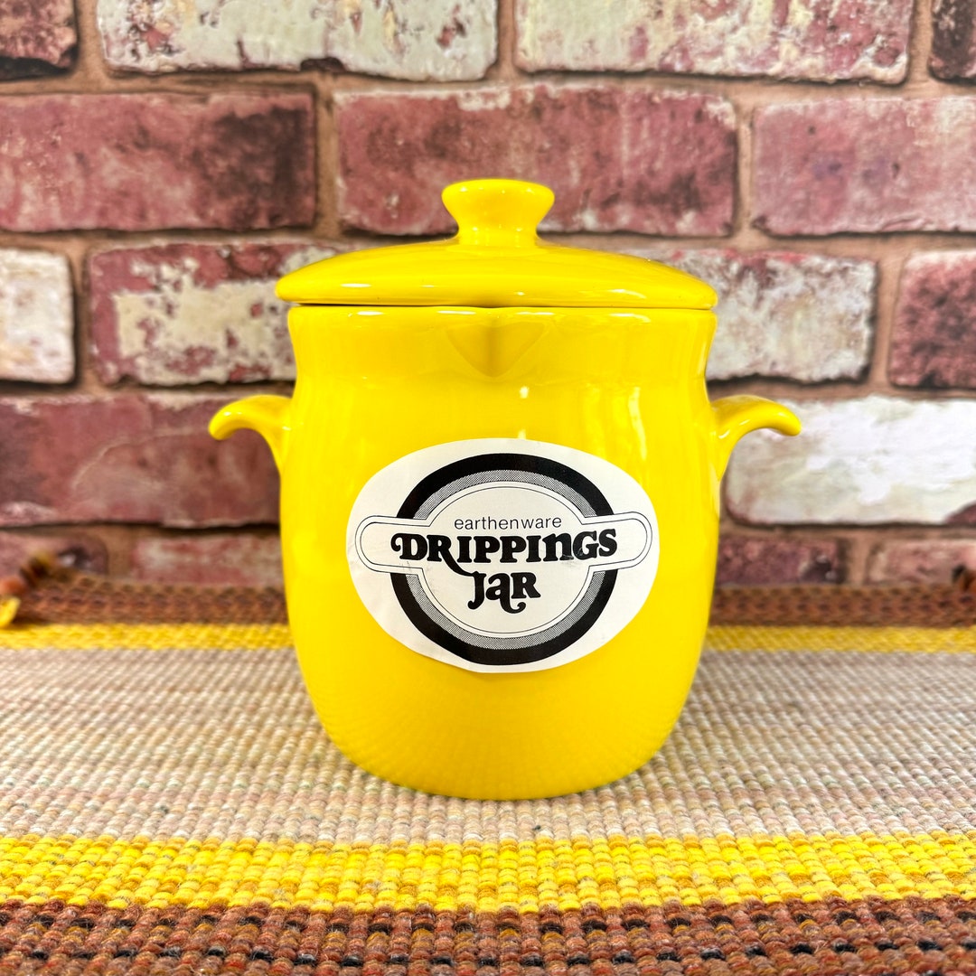 Fitz and Floyd Omnibus OCI Yellow Earthenware Drippings Jar / Vintage ...