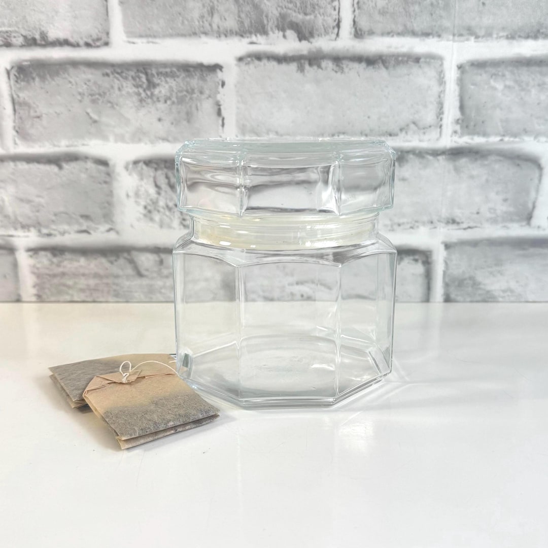 Arcoroc Octime Clear Lidded Small Storage Jar / Vintage Arcoroc Clear ...
