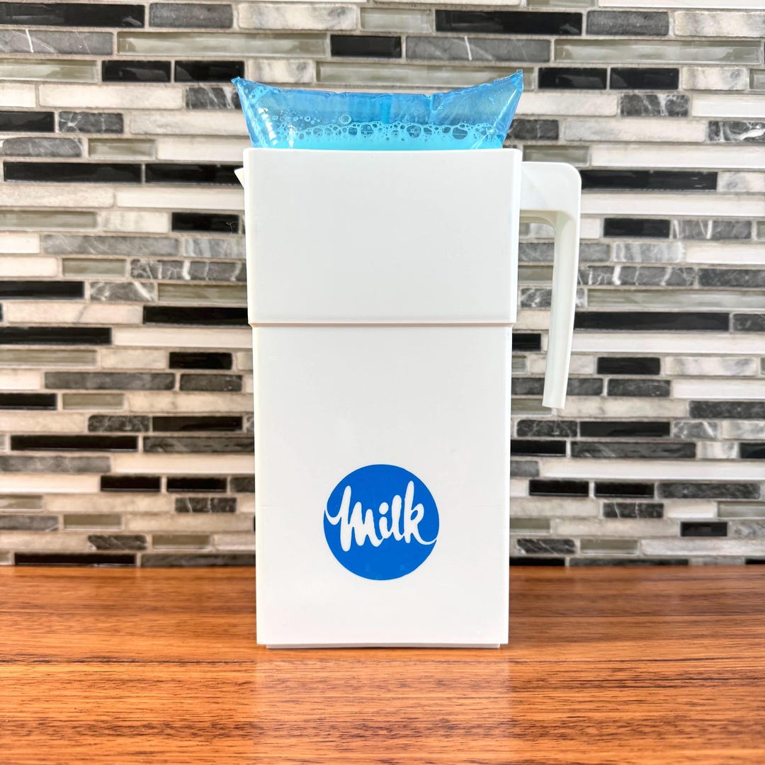 Retro 'MILK' Bagged Milk Pitcher / Vintage Plastic Milk Bag Holder ...
