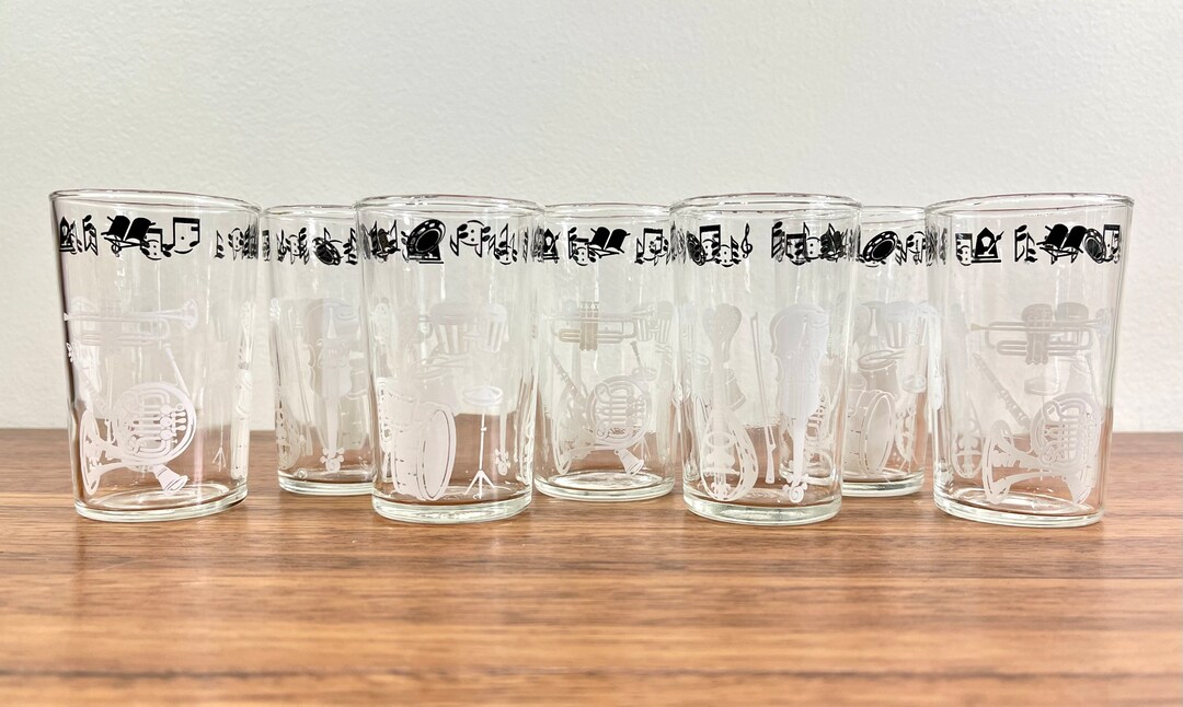 Dominion Glass Musical Instruments Juice Glasses / Vintage Dominion ...