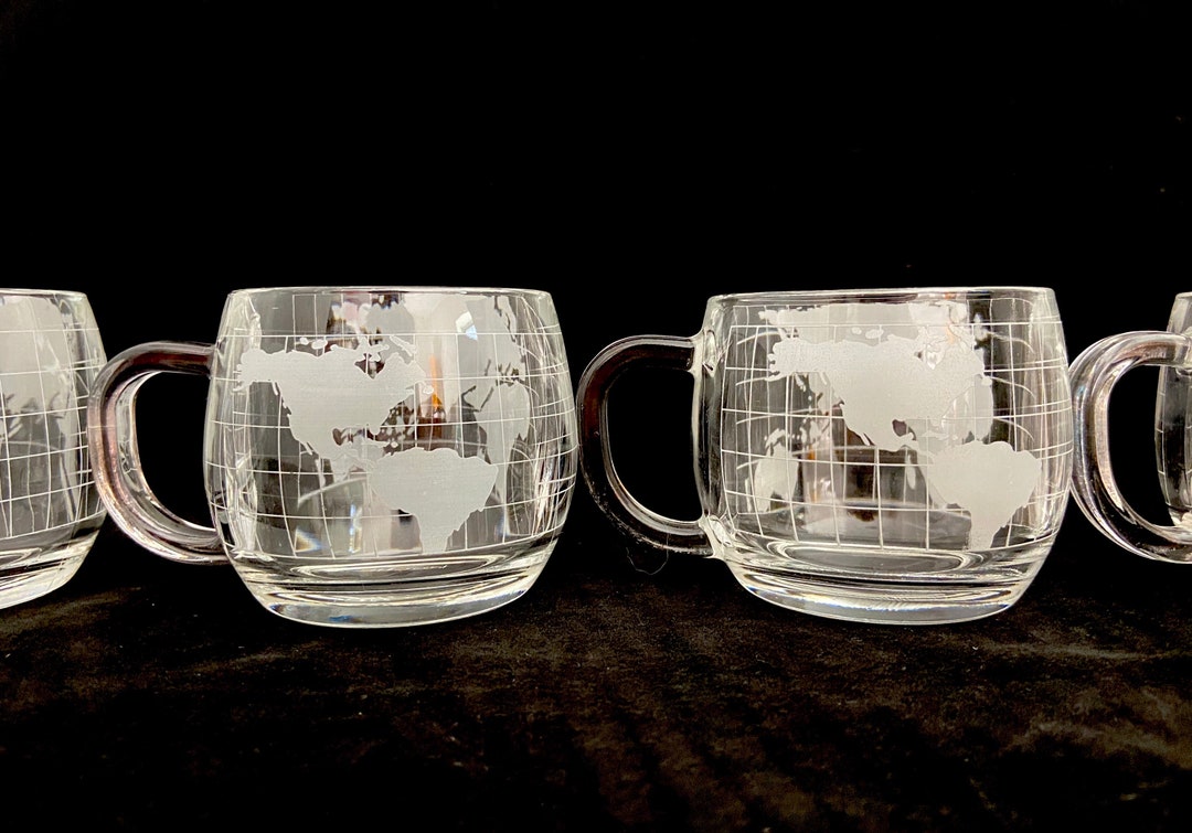 Etched World Globe Coffee Mug/ Vintage Promotional Map Mugs - Etsy