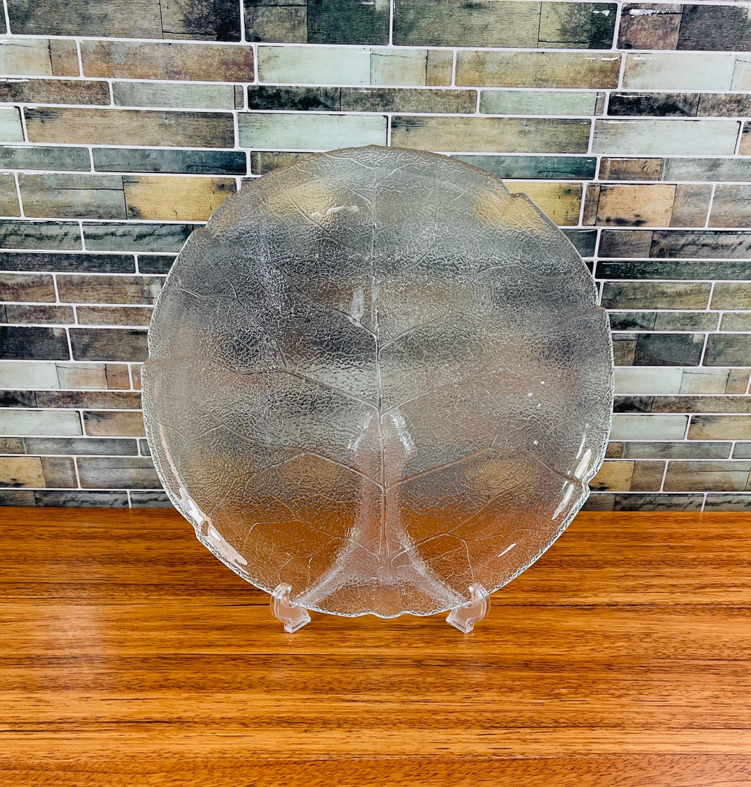 Arcoroc "aspen" Torte Plate / Vintage Arcoroc Leaf Pattern Clear Round ...