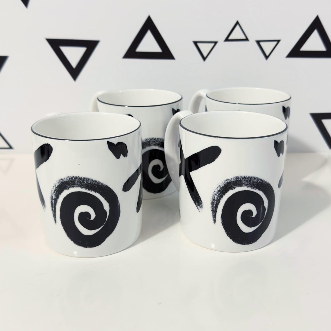 Vintage Mikasa Reggae Mugs (set of 4) - 90s Abstract Design - Etsy