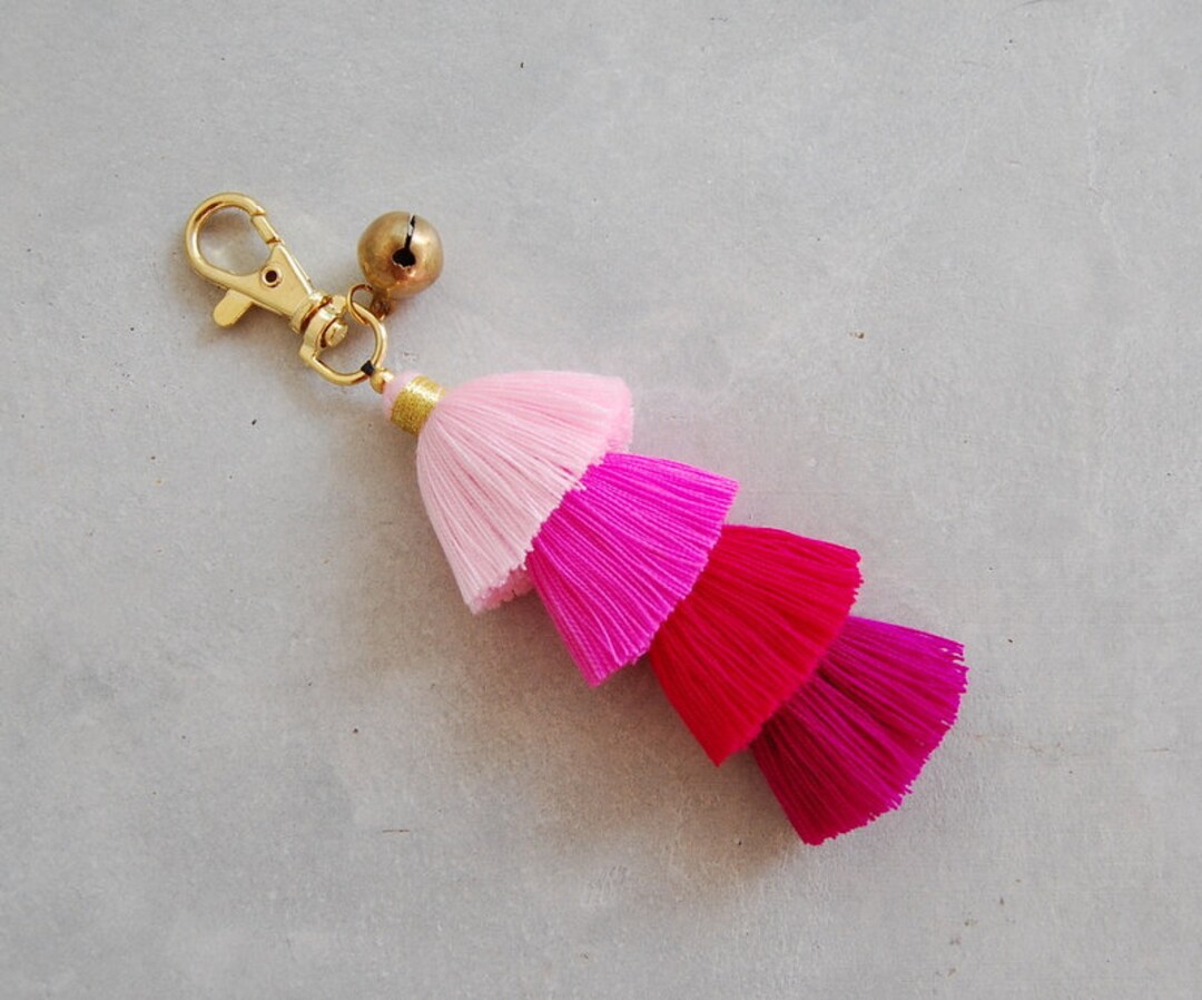 Small Ombre Pink Tassel Key Chain & Zipper Pull Beach Bag Decoration - Etsy